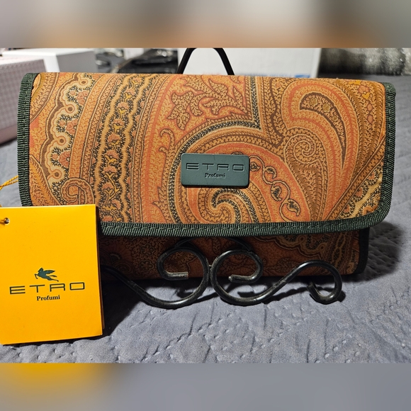 Etro | Bags | Nwt Etro Brown Gold Paisley Cosmetic Bag | Poshmark
